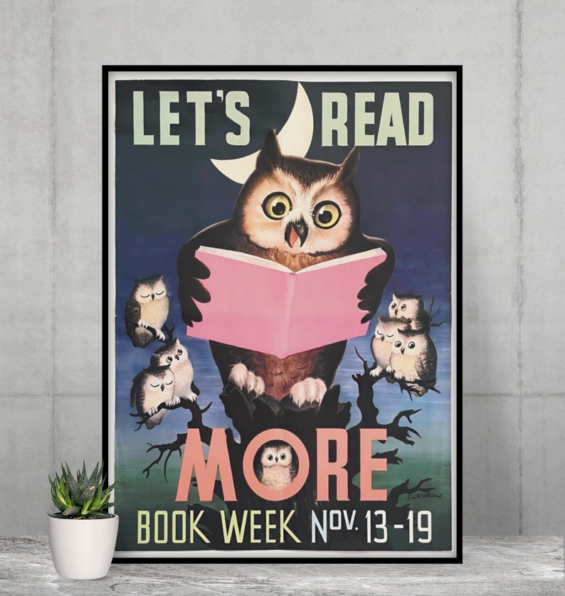 Vintage Book Week Poster, Vintage Book Club Print, Book Readers Wall ...