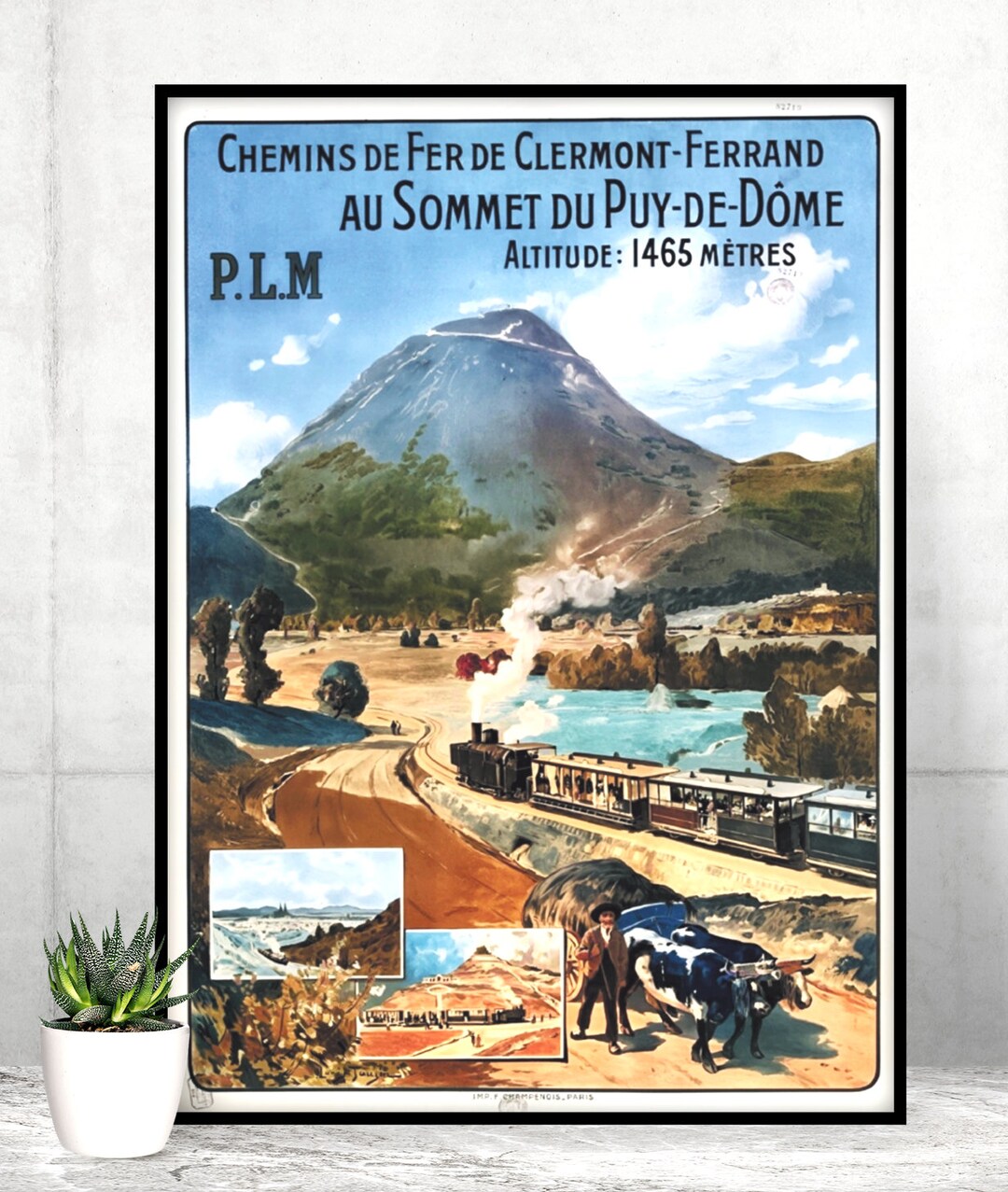 Vintage French Train Travel Poster, Vintage Train Travel Poster ...