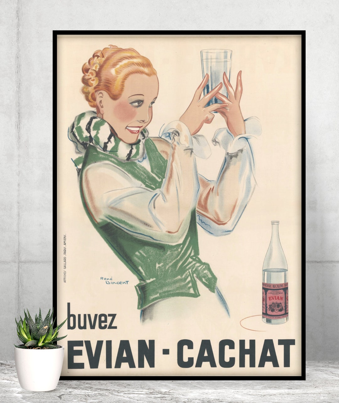 Drink Evian Poster, Vintage Evian Advertisement Poster, Vintage Evian ...