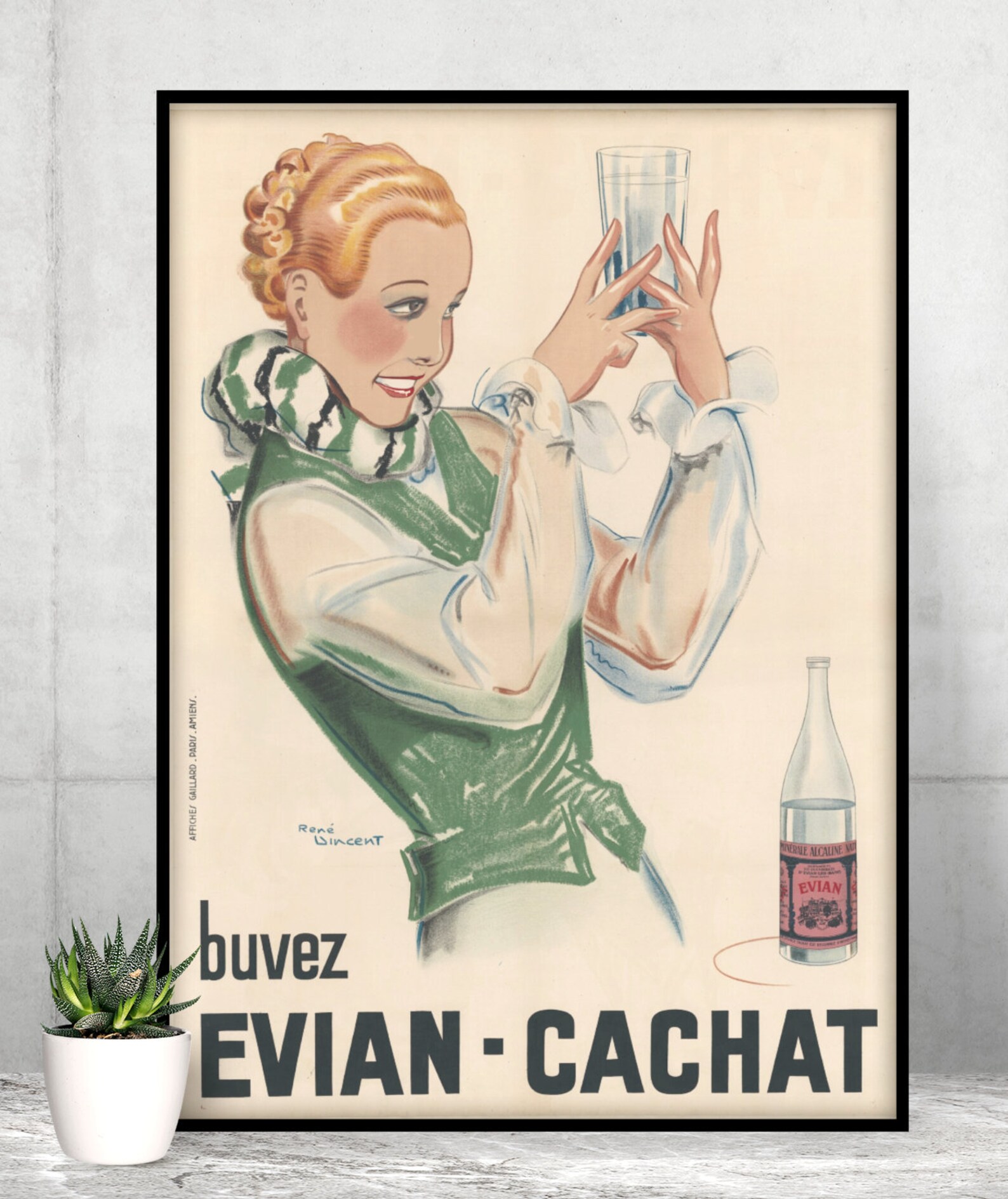 Drink Evian Poster, Vintage Evian Advertisement Poster, Vintage Evian ...