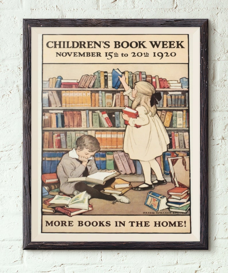 Vintage Book Week Poster, Vintage Book Club Print, Book Readers Wall ...
