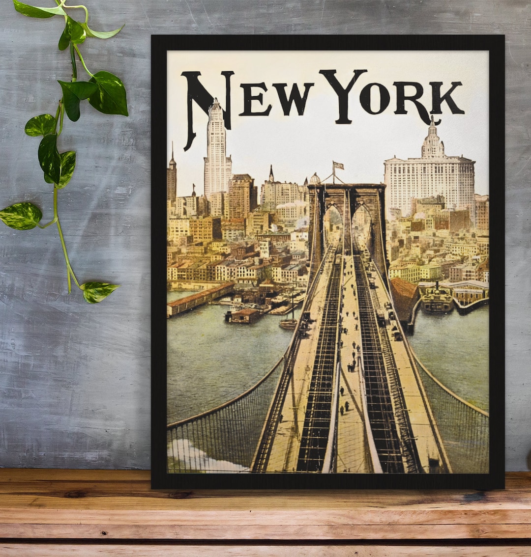 Vintage NEW YORK Poster, New York City Print, Vintage New York Wallart, New York Map Poster ...