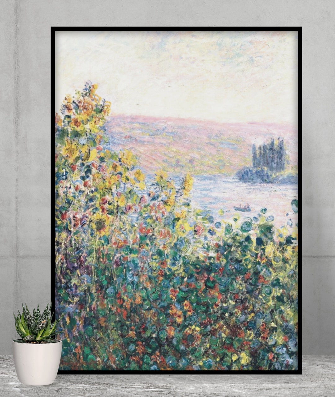 Claude Monet, Flower Beds at Vétheuil, Spring Floral Print, Monet ...