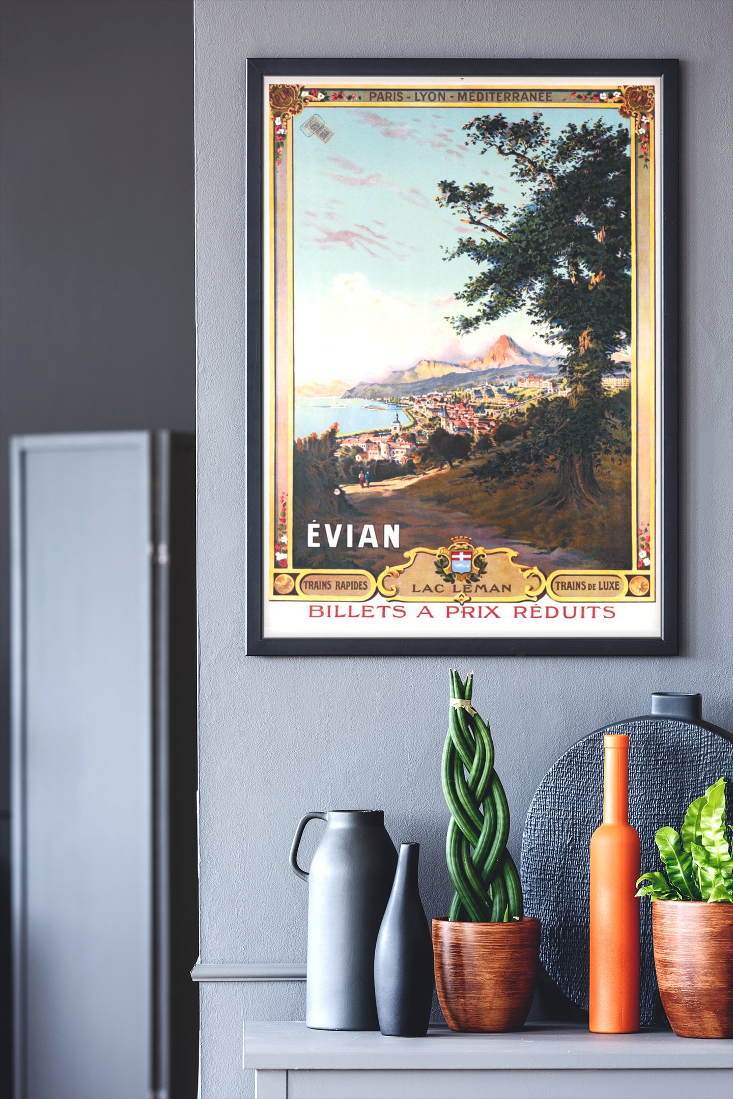 Vintage French Train Travel Poster, Vintage Evian Travel Poster ...