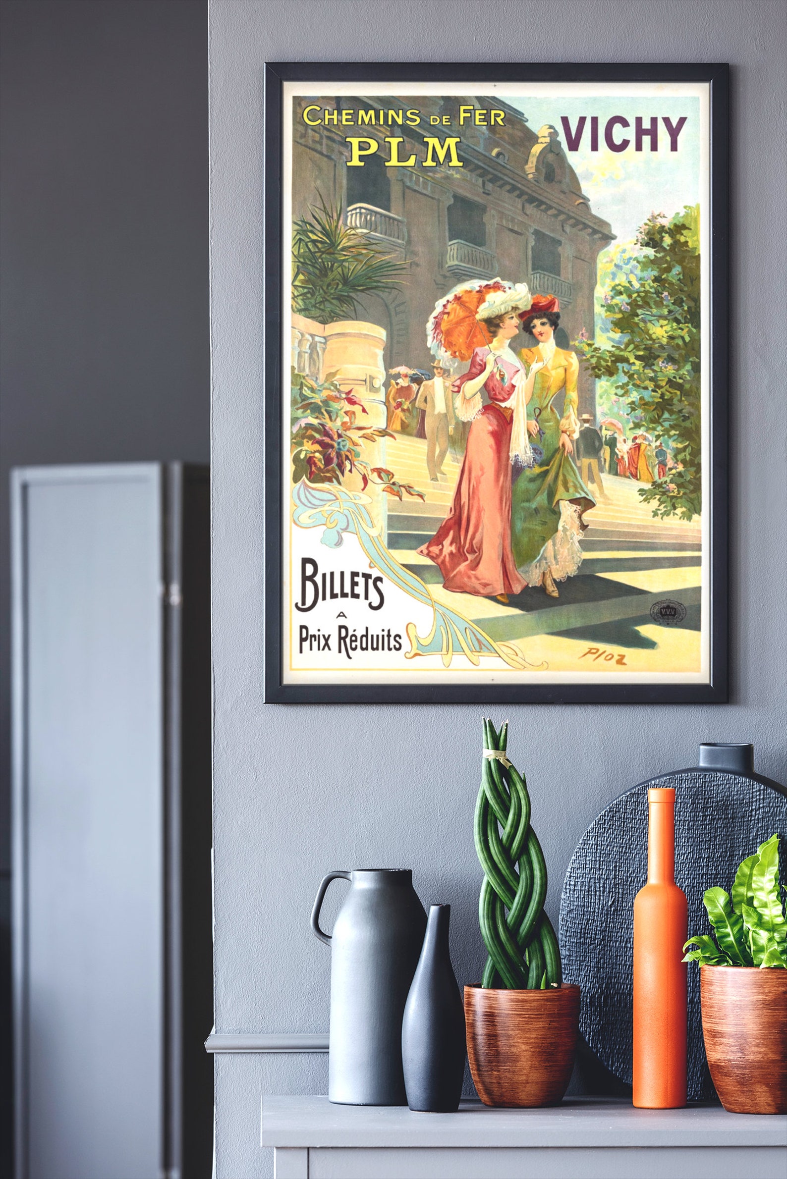Vintage French Train Travel Poster, Vintage French Vichy Poster ...