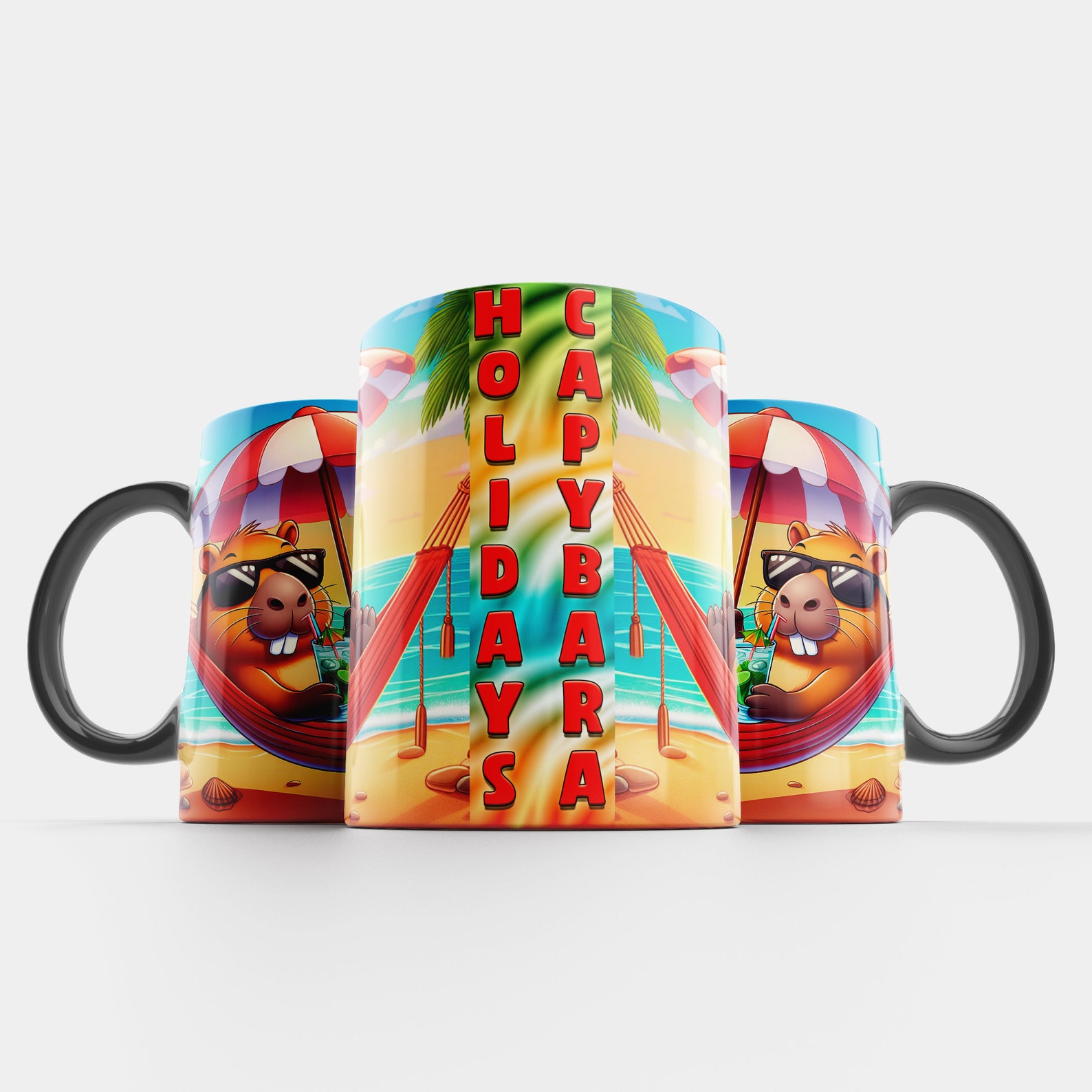 Beach Capybara, Capybara Gift Mug, Capybara Party, Capybara Wrap, Cute ...