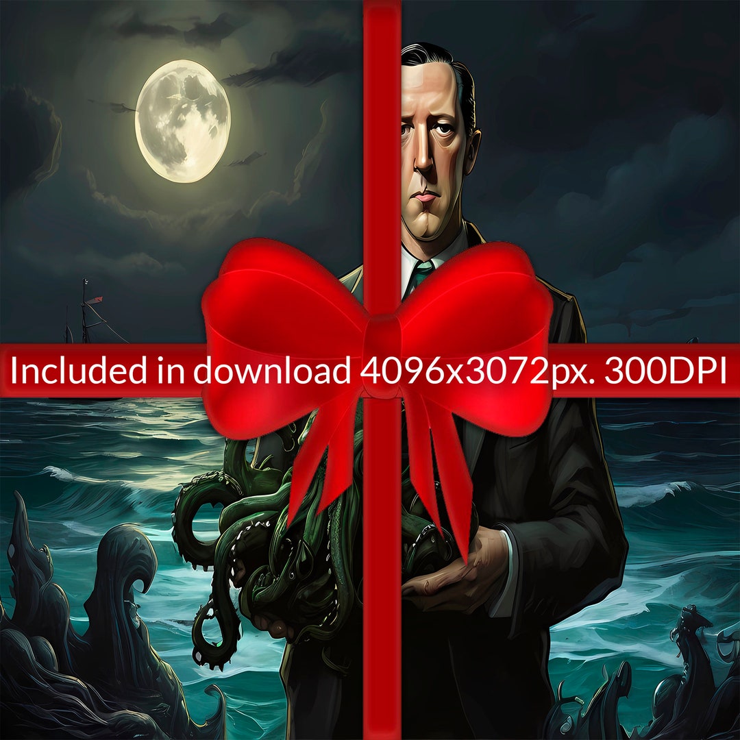 Caricatura Lovecraft Exclusiva, Arte Cthulhu, PNG Sublimación Para ...