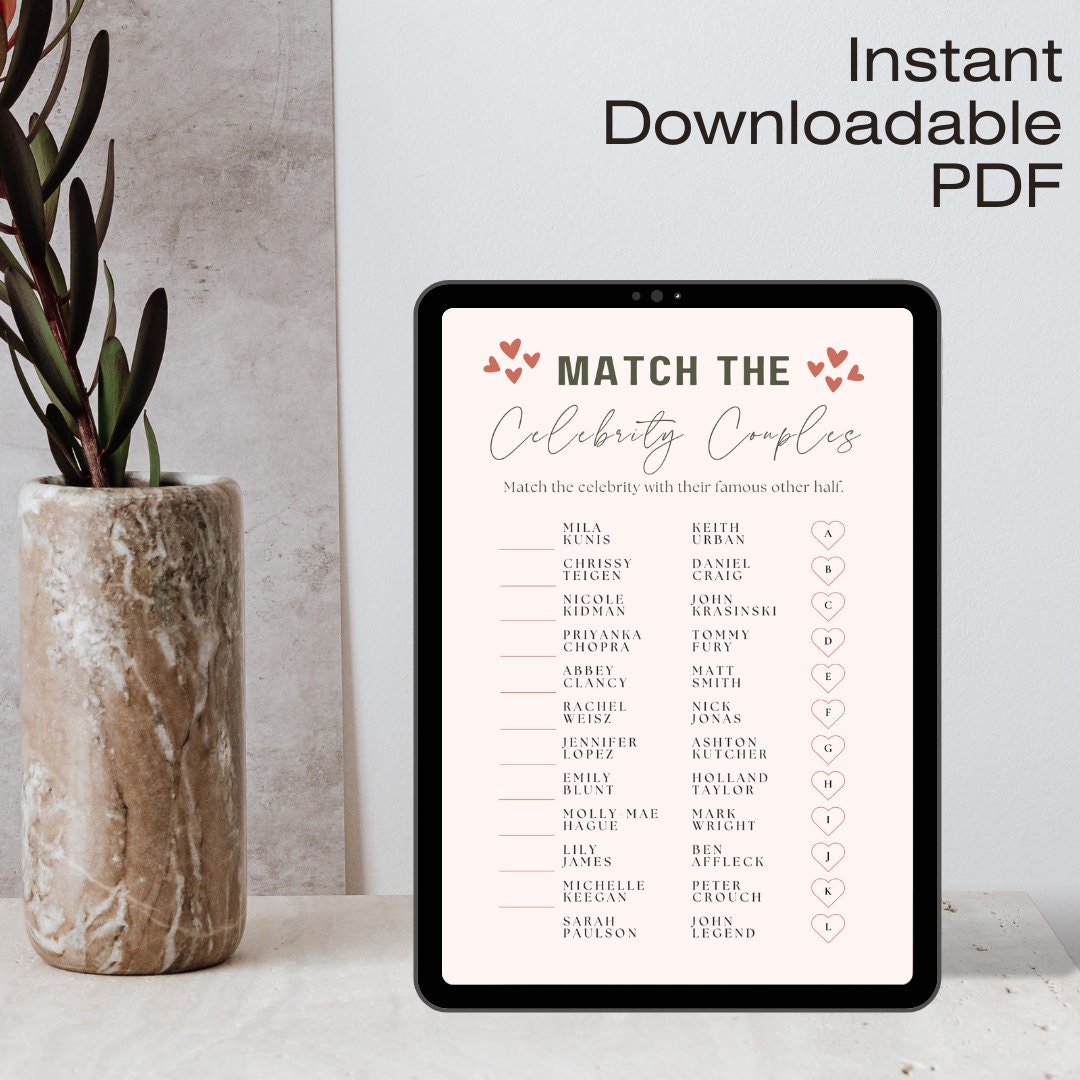 Match the Celebrity Couples Digital Download, Printable Hen Do Games ...