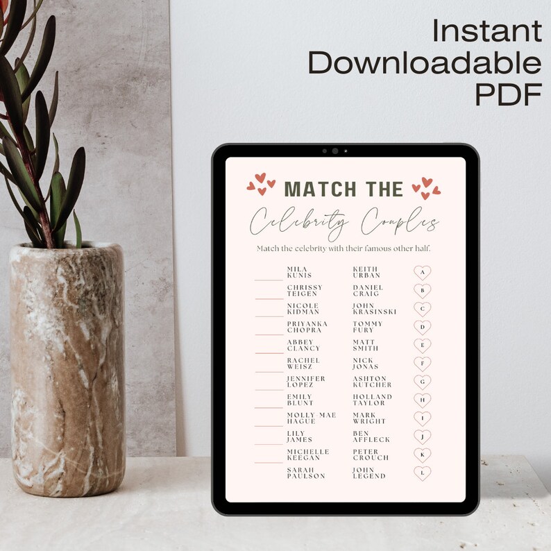 Match the Celebrity Couples Digital Download, Printable Hen Do Games ...