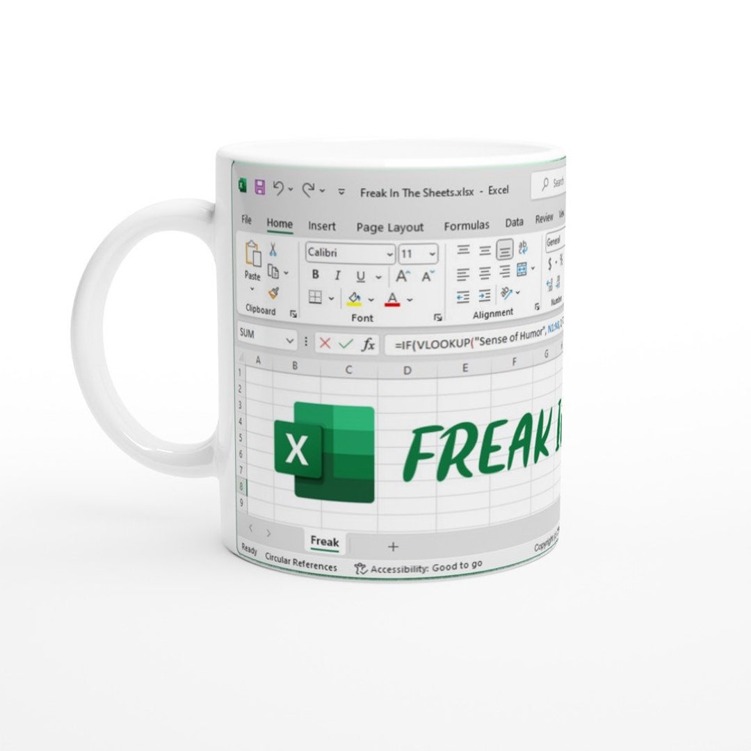 Excel Freak in the Sheets Light Widescreen White 325ml (11oz) Ceramic ...