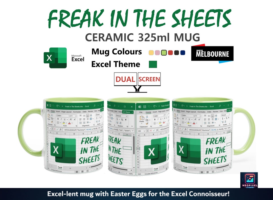 Excel Freak in the Sheets Colourful Dual Screen 325ml (11oz) Ceramic ...