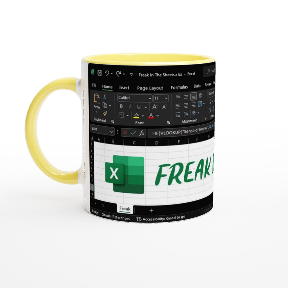 Excel Freak in the Sheets Widescreen Dark Theme 325ml (11oz) Ceramic ...