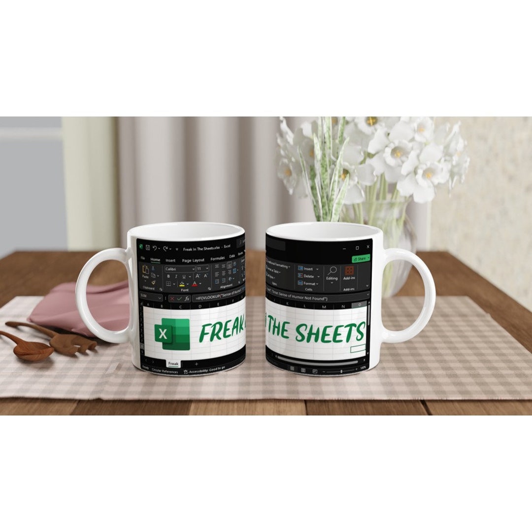 Excel Freak in the Sheets Dark Theme Widescreen 325ml (11oz) Ceramic ...
