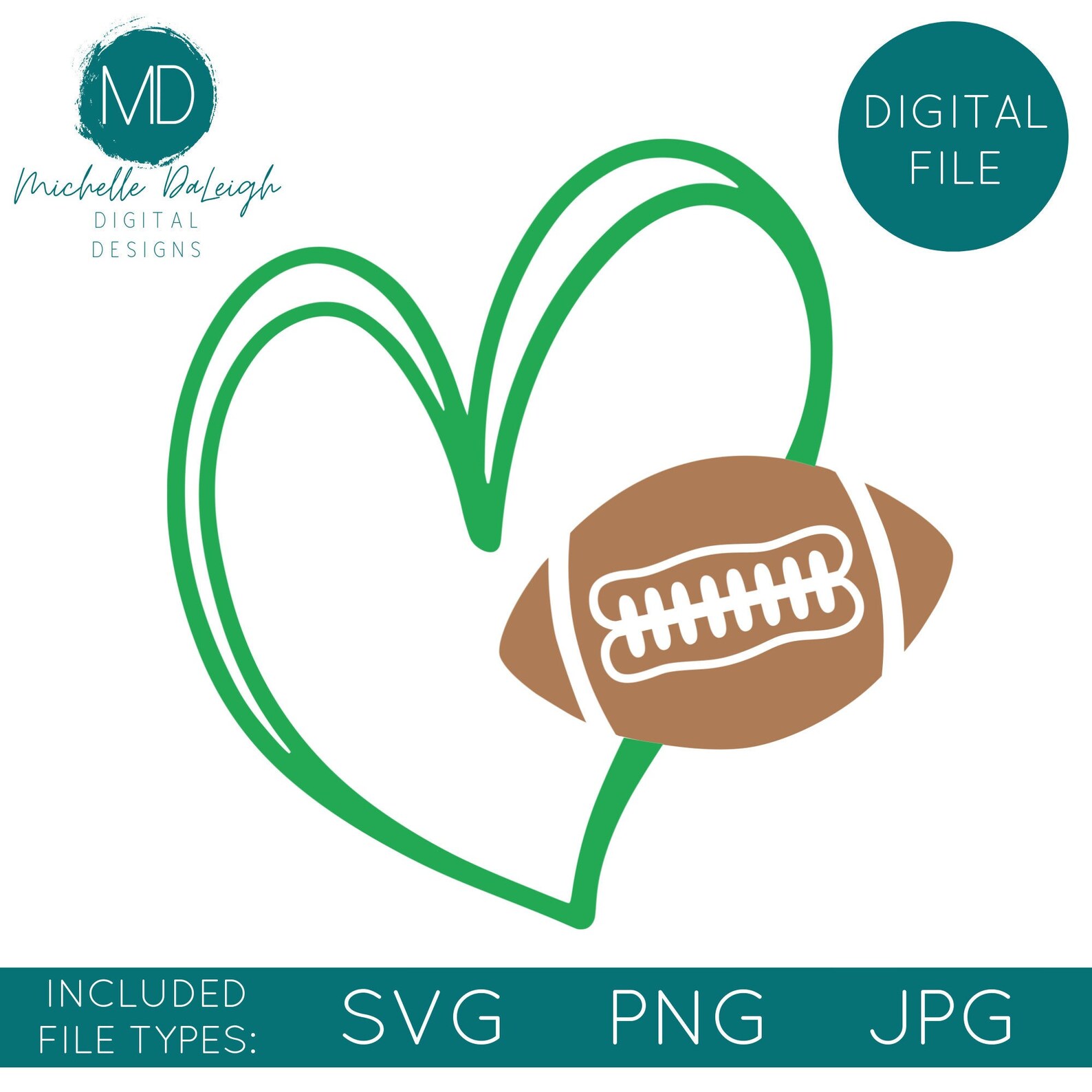 Heart Football Digital File SVG Football SVG Cricut - Etsy