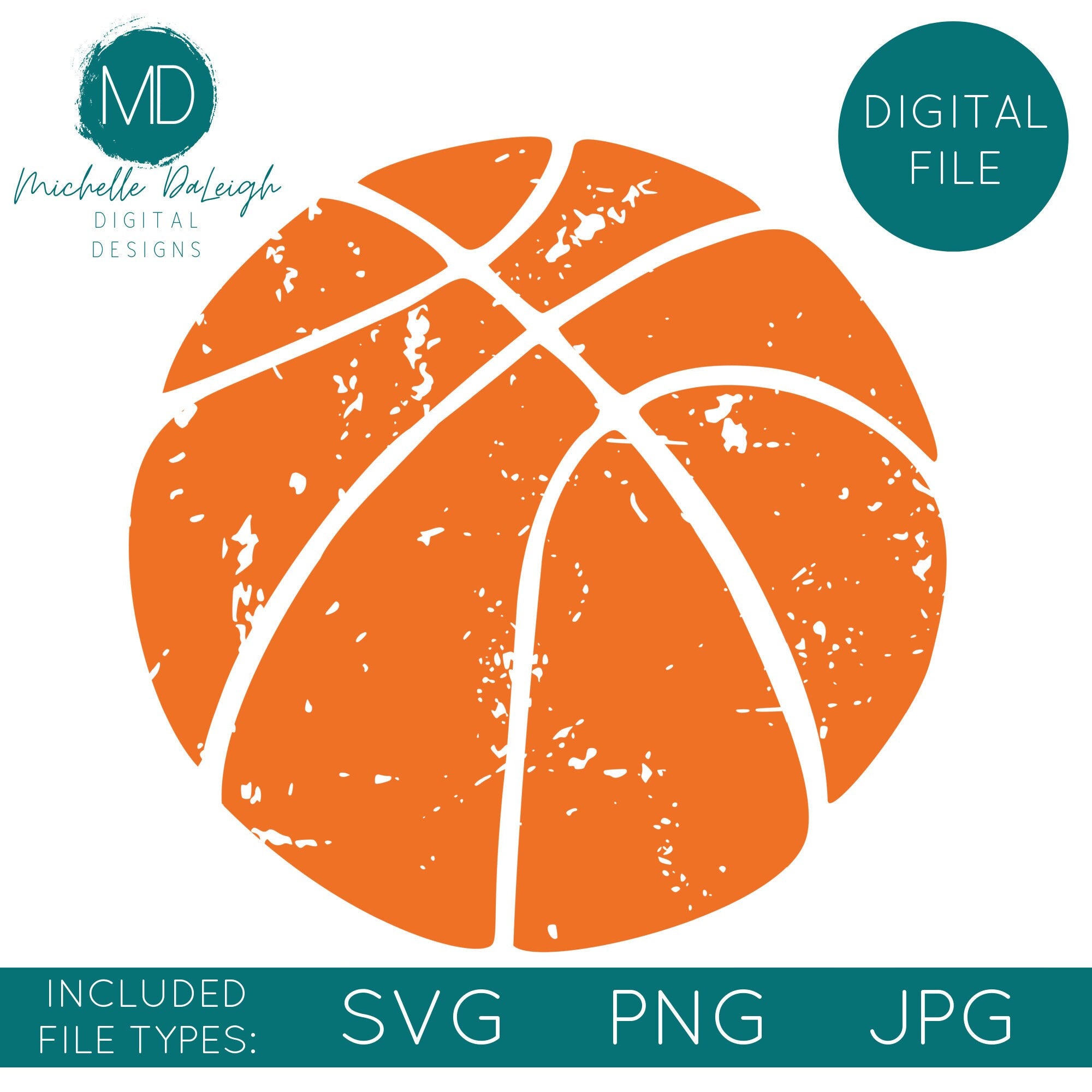 Distressed Basketball Digital File SVG, Basketball SVG, Cricut ...