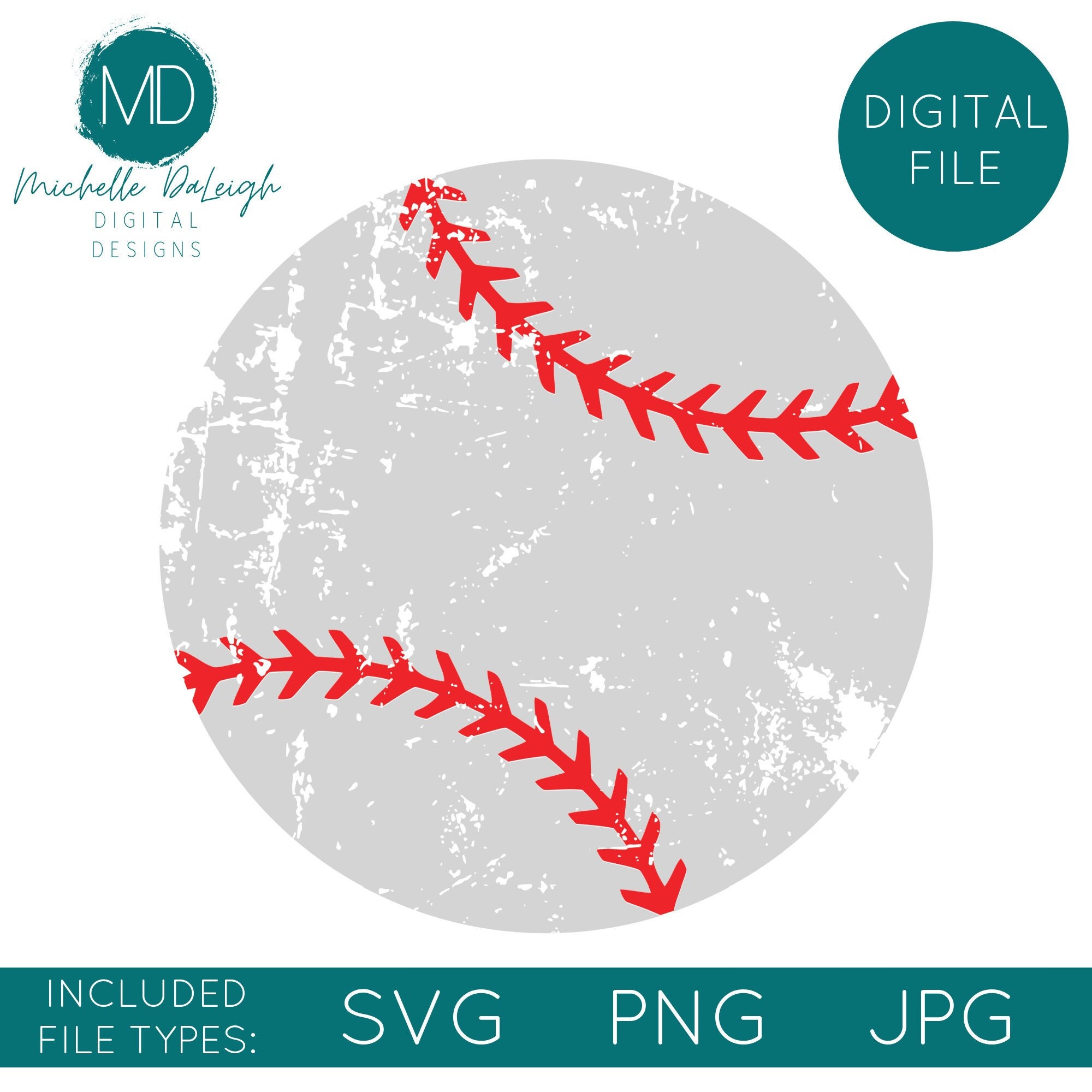Distressed Baseball Digital File SVG, Baseball SVG, Cricut, Silhouette ...