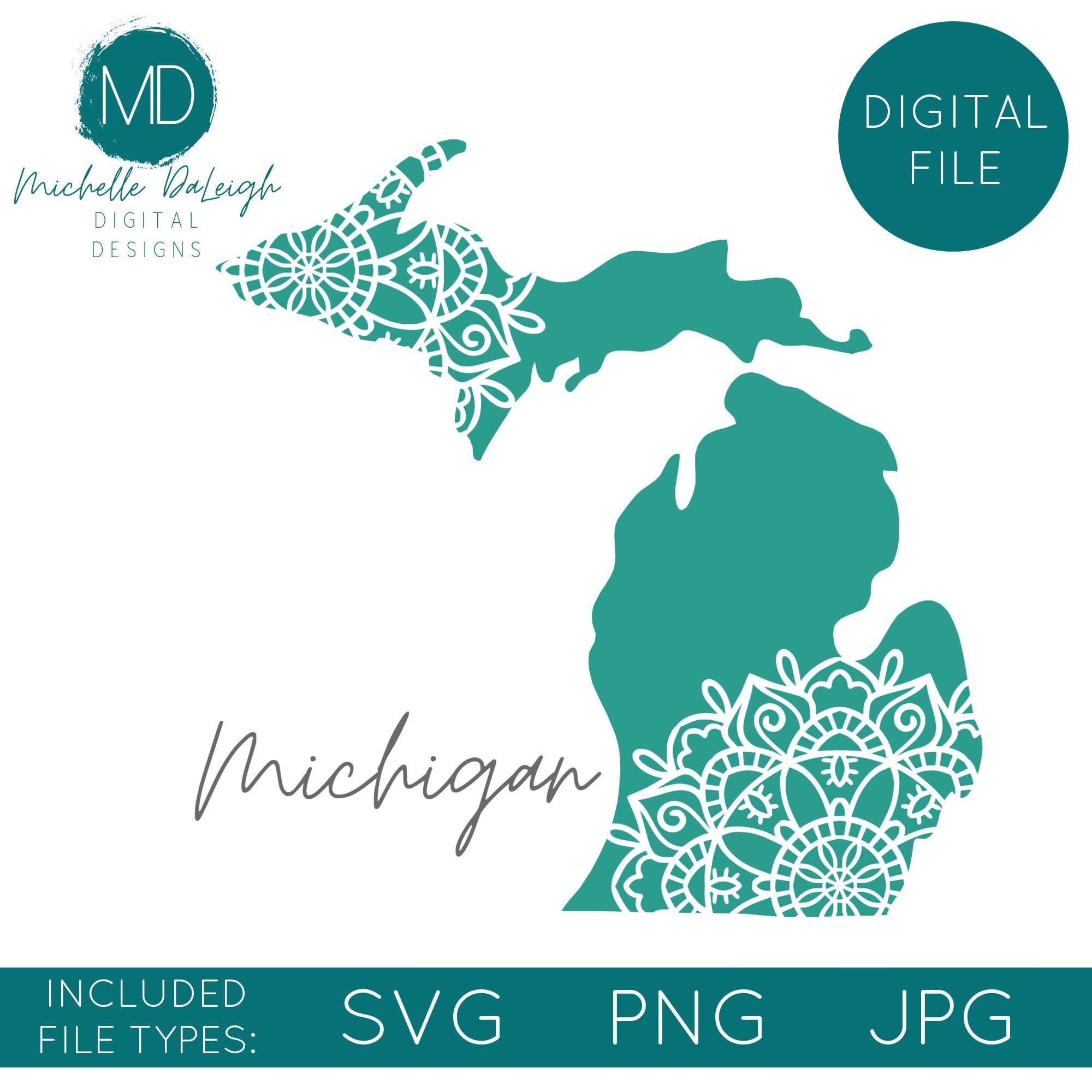 Michigan Mandala SVG State of Michigan Cut File Michigan PNG - Etsy