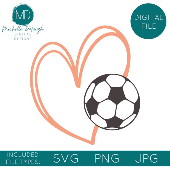 Soccer Ball Heart Digital File SVG Soccer Ball SVG Cricut - Etsy