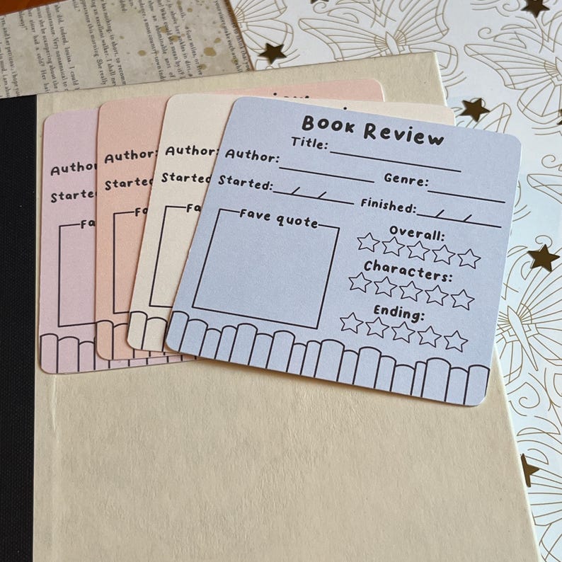 Book Review Card Set: Cozy Star Rating Tracker - Etsy