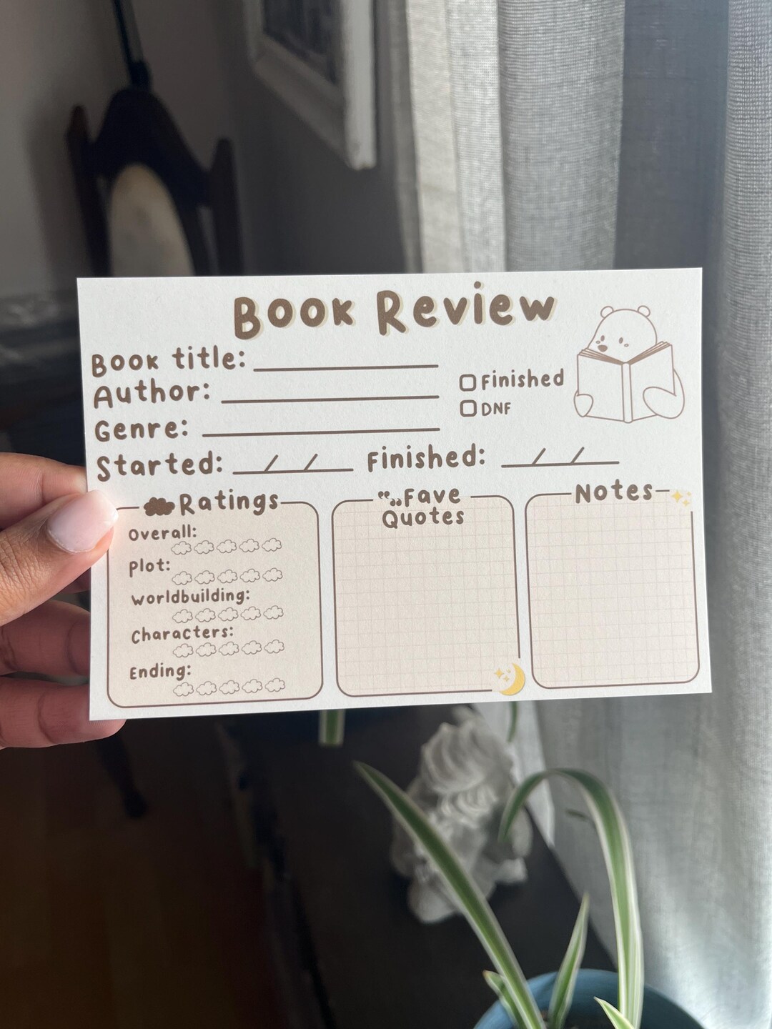 Book Review Card Set | Cozy Book Review Cards, Book Tracker, Star ...