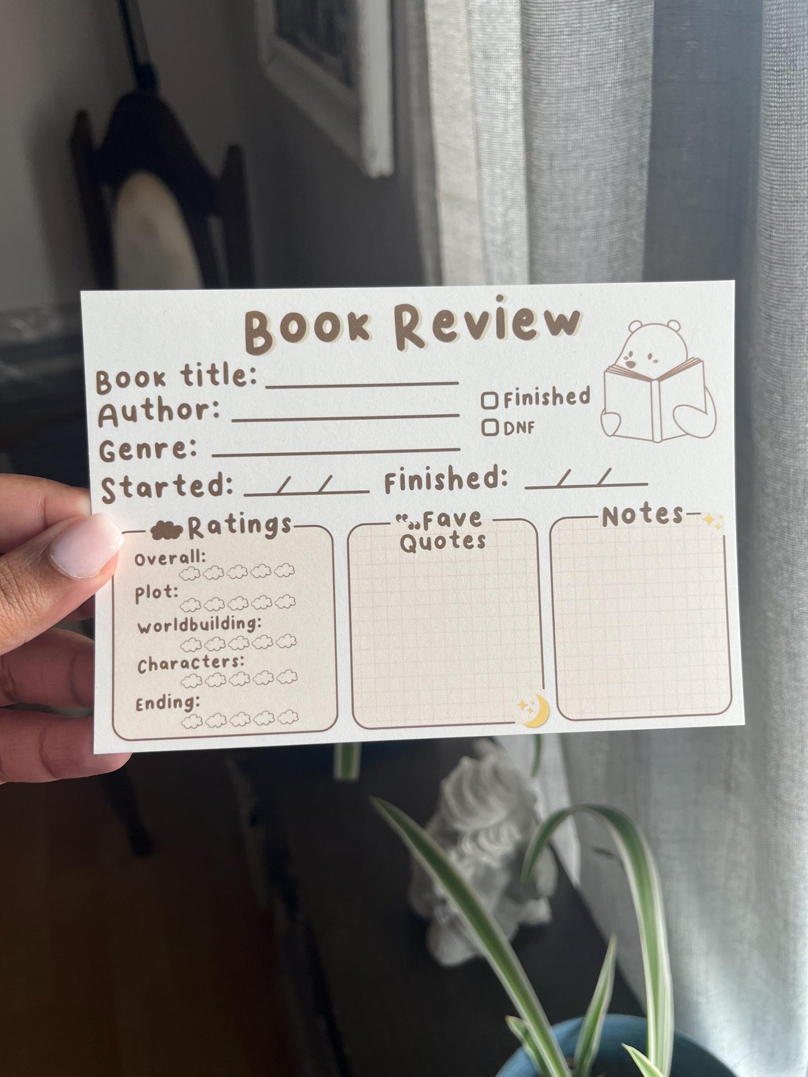 Book Review Card Set | Cozy Book Review Cards, Book Tracker, Star ...