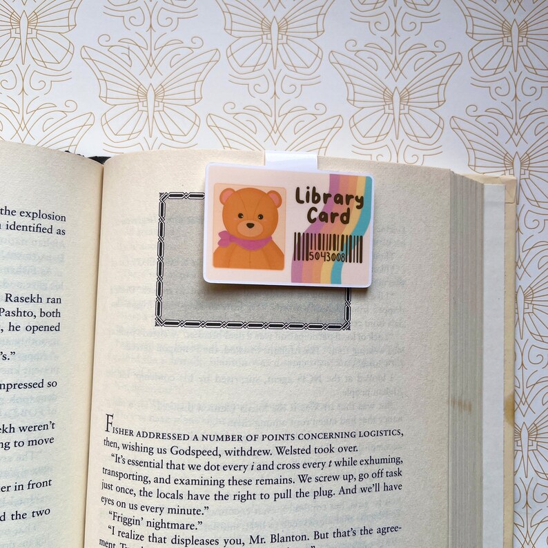 Bear Library Card Magnetic Bookmark | Cute Bookmark, Teddy Bear ...