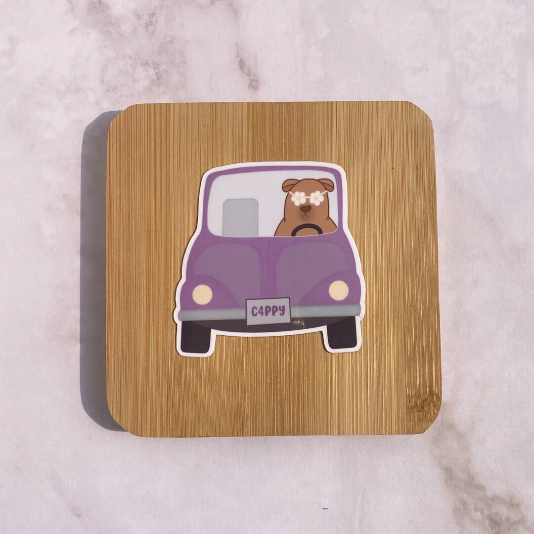 Capybara Car Sticker Driving Capybara Sticker, Cute Capybara, Groovy ...