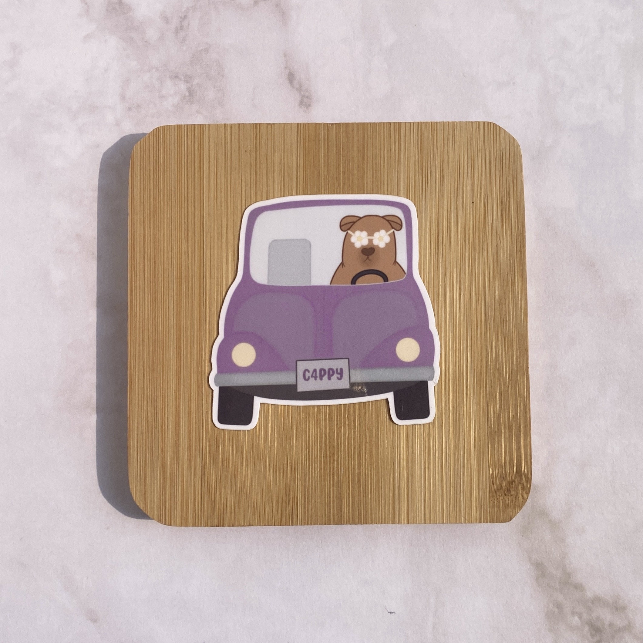 Capybara Car Sticker Driving Capybara Sticker, Cute Capybara, Groovy ...