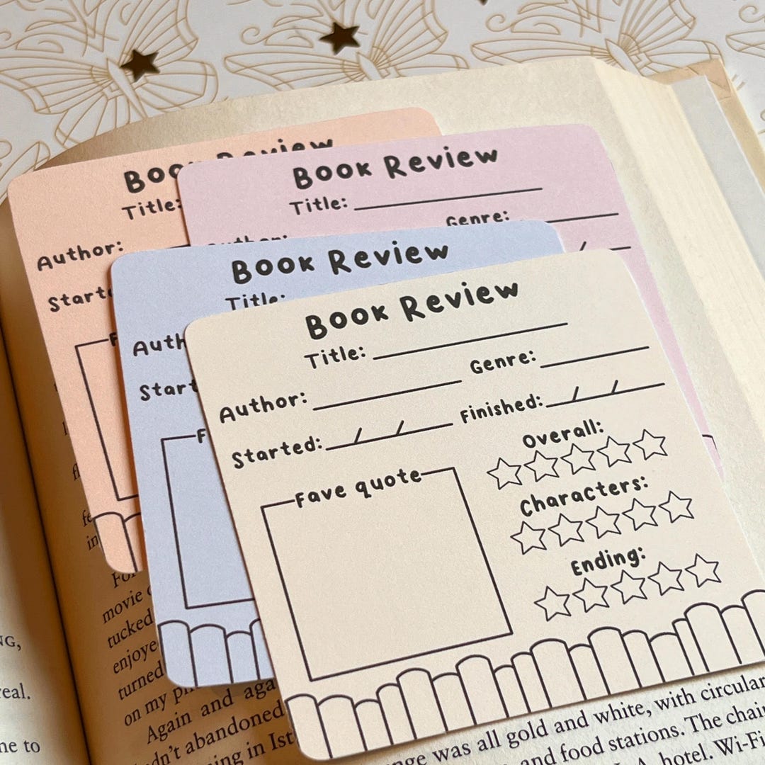 Book Review Card Set | Cozy Book Review Cards, Book Tracker, Star ...