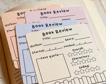 Book Review Card Set | Cozy Book Review Cards, Book Tracker, Star ...