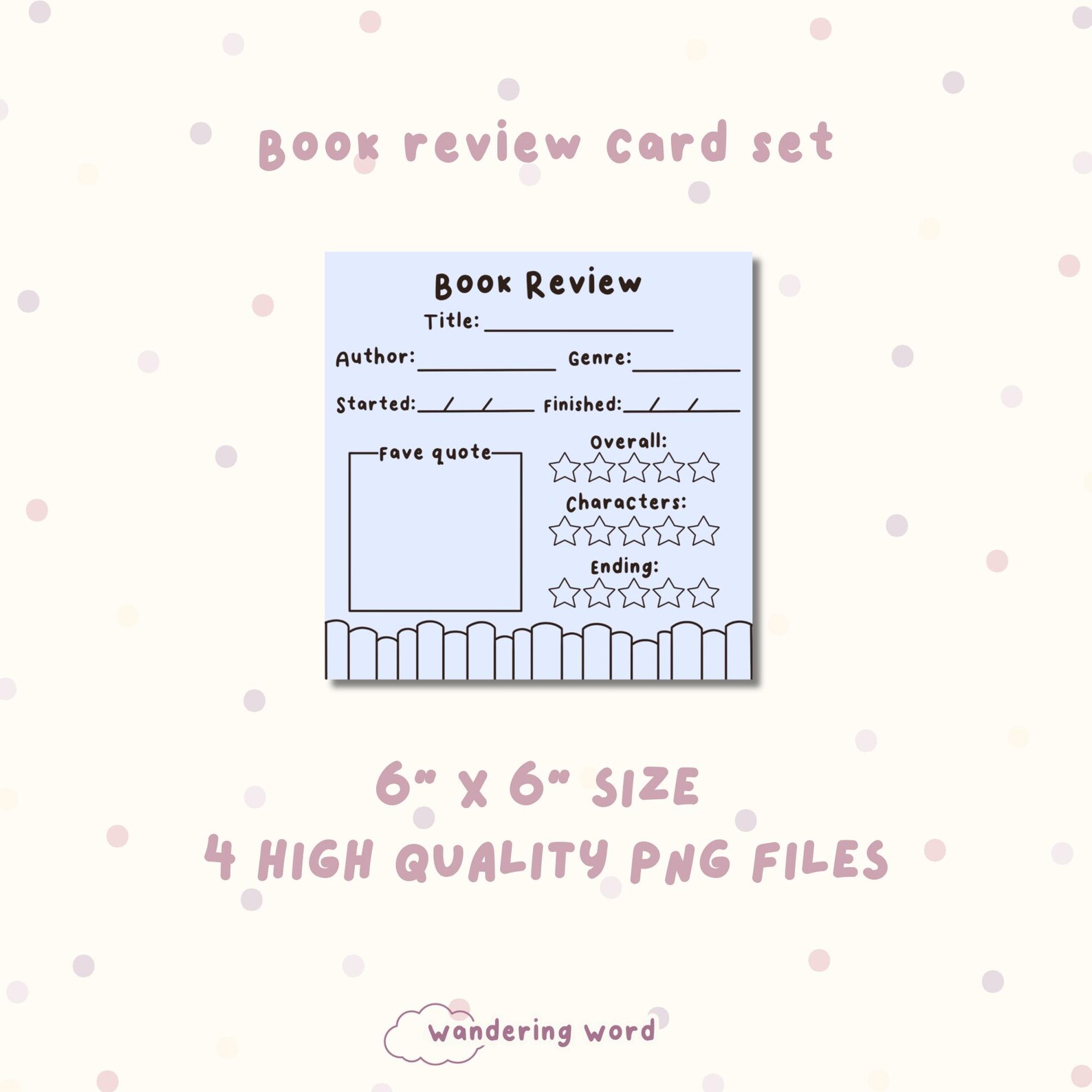 Digital Book Review Card Set | Cozy Book Review Cards, Book Tracker ...