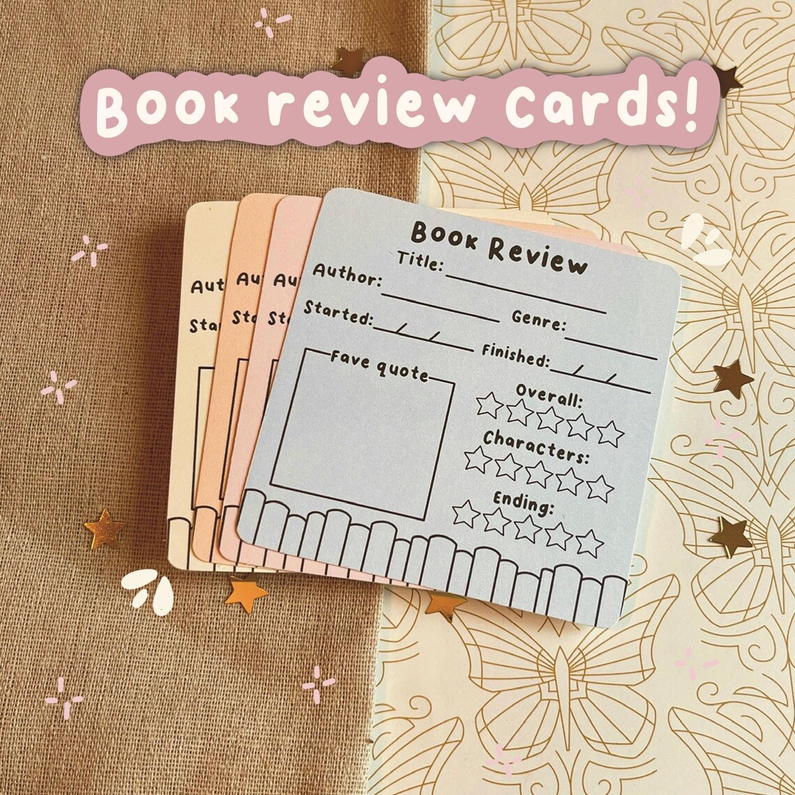 Digital Book Review Card Set | Cozy Book Review Cards, Book Tracker ...