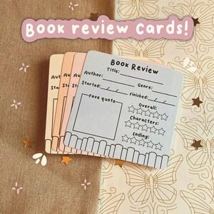 Digital Book Review Card Set | Cozy Book Review Cards, Book Tracker ...