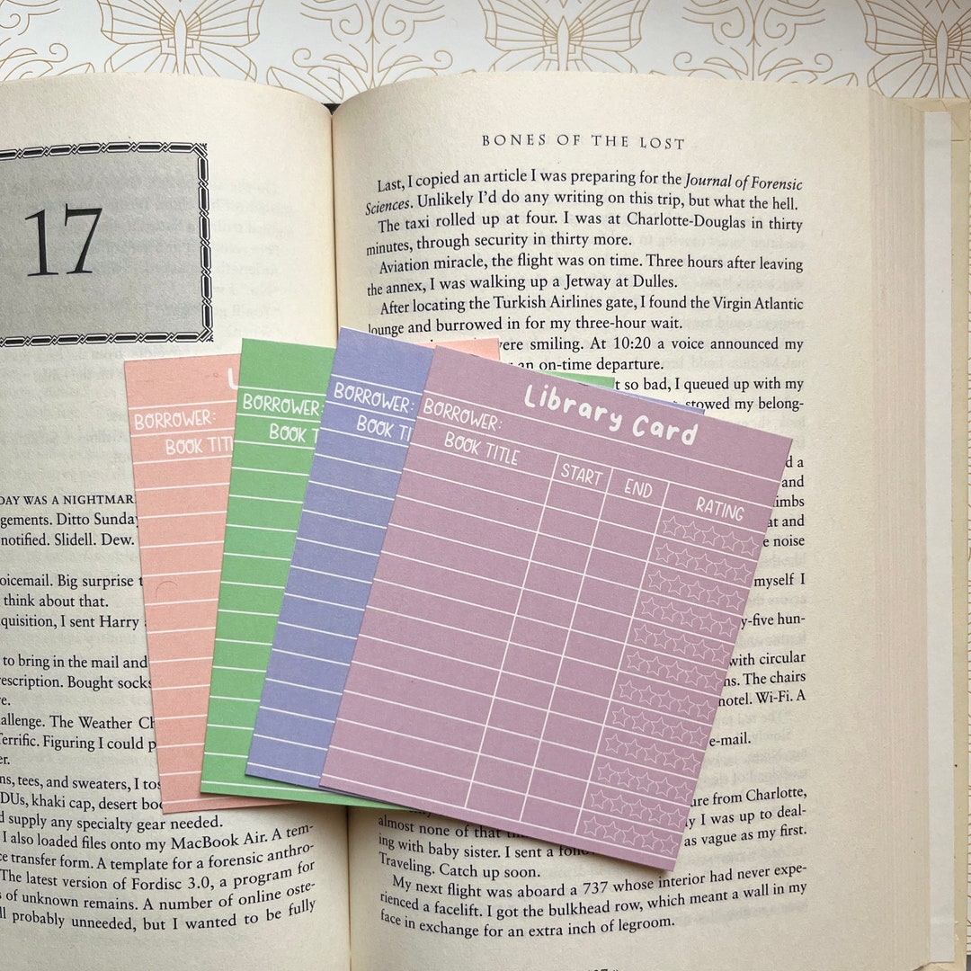 Library Reading Tracker Set | Library Card Book Review Cards, Colourful ...