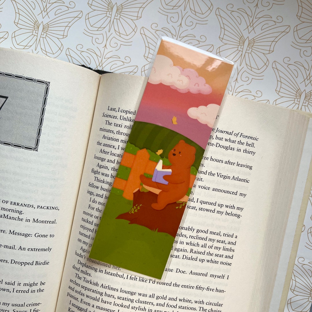 Reading Forest Bear Bookmark | Brown Bear, Peaceful Cottagecore ...