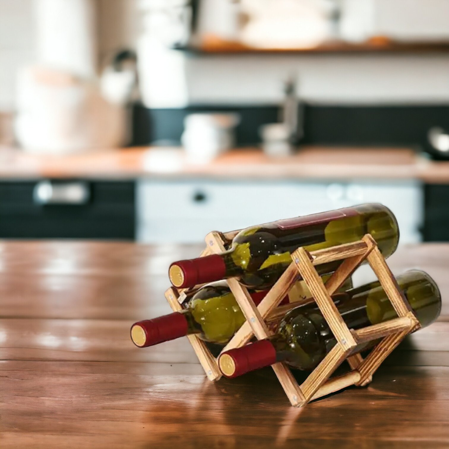 Collapsible Wooden Wine Rack Expandable Wood Wine Rack, Folding Wine ...