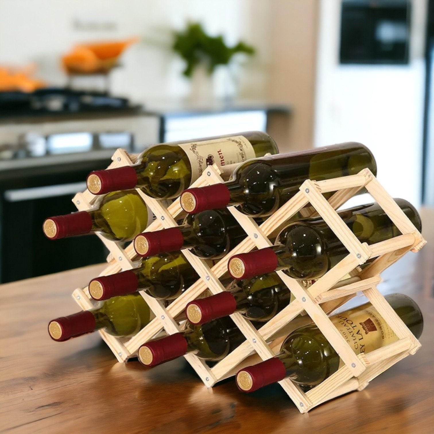 Collapsible Wooden Wine Rack Expandable Wood Wine Rack, Folding Wine ...