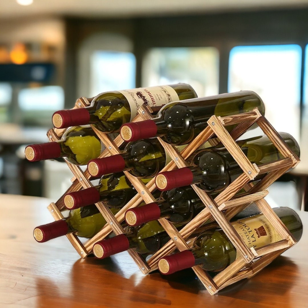Collapsible Wooden Wine Rack Expandable Wood Wine Rack, Folding Wine ...