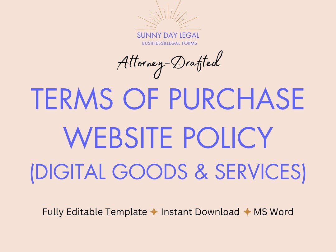 Terms of Purchase for Your Digital Goods & Services Online Shop/website ...
