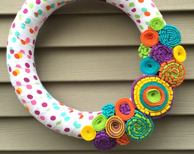 Spring Wreath - Easter Decor - Felt Flower Wreath - Mother's Day Wreath ...