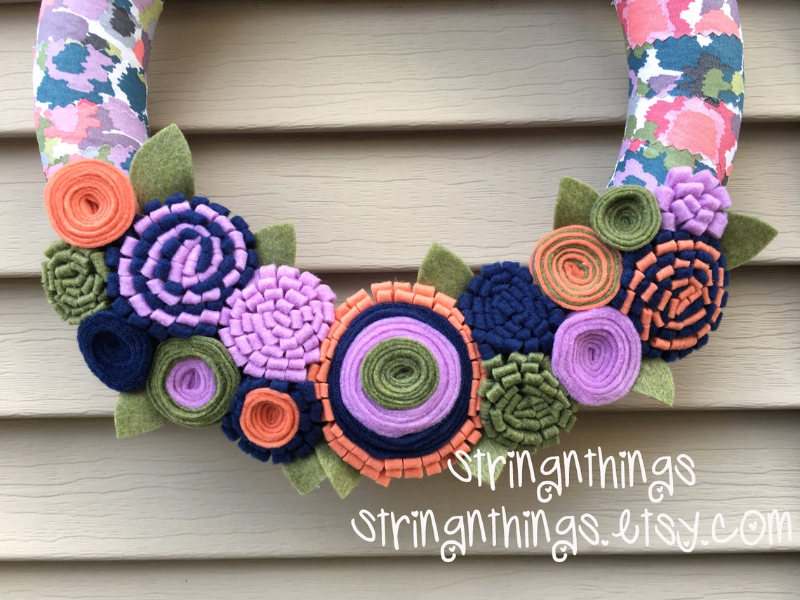 Mother's Day Wreath Spring Wreath Felt Flower Wreath - Etsy