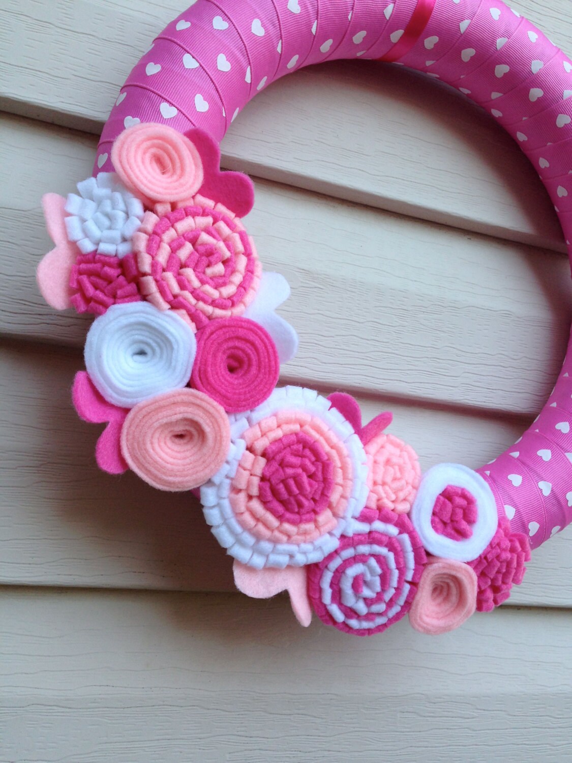 Valentine's Day Wreath Pink Heart Ribbon Wreath | Etsy