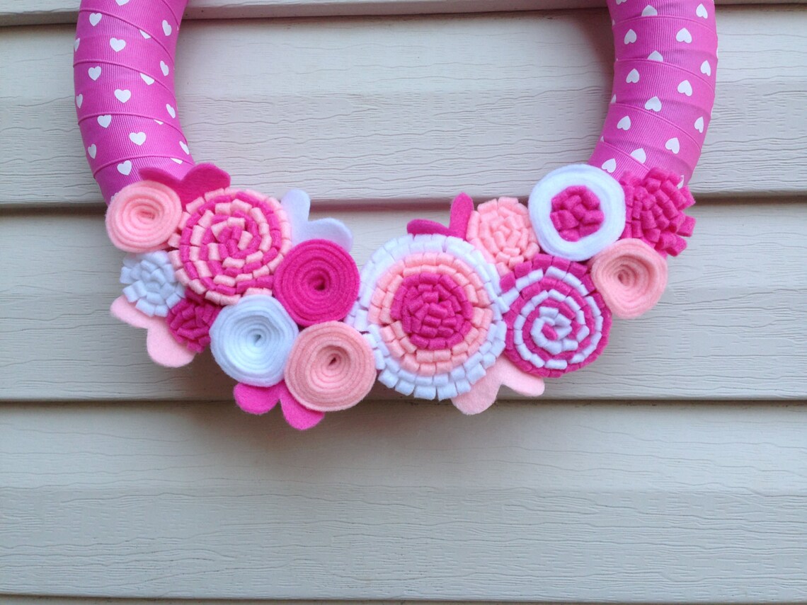 Valentine's Day Wreath Pink Heart Ribbon Wreath | Etsy