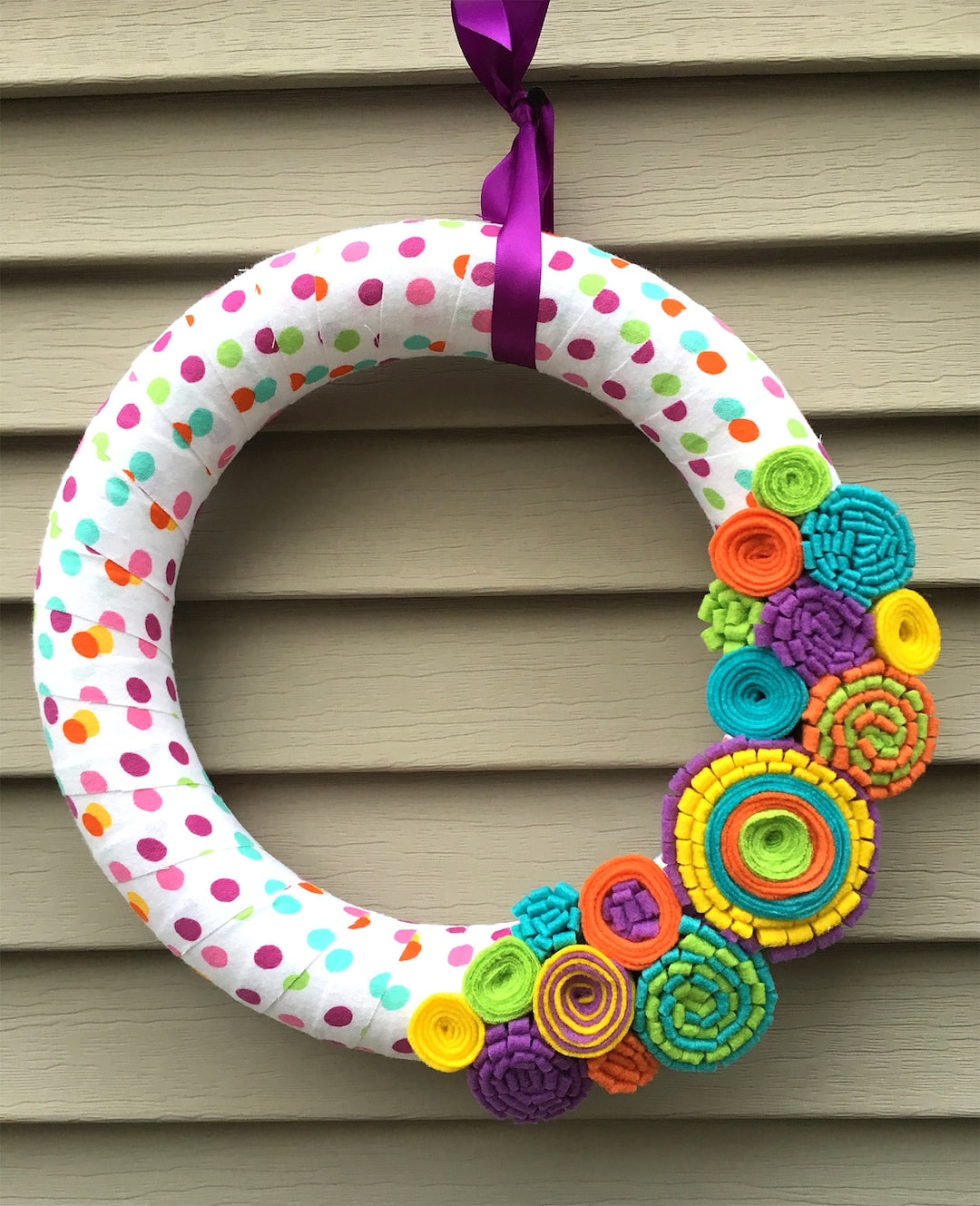 Spring Wreath - Easter Decor - Felt Flower Wreath - Mother's Day Wreath ...
