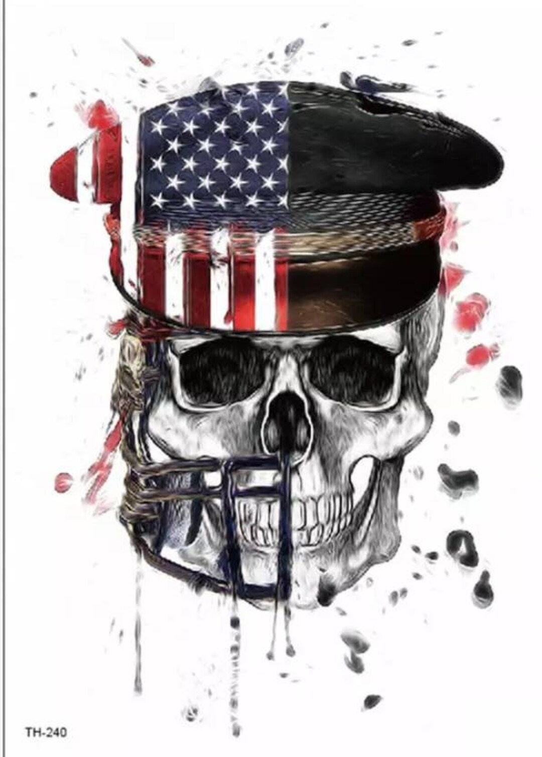 PATRIOTIC SKELETON Temporary Tattoo - Etsy