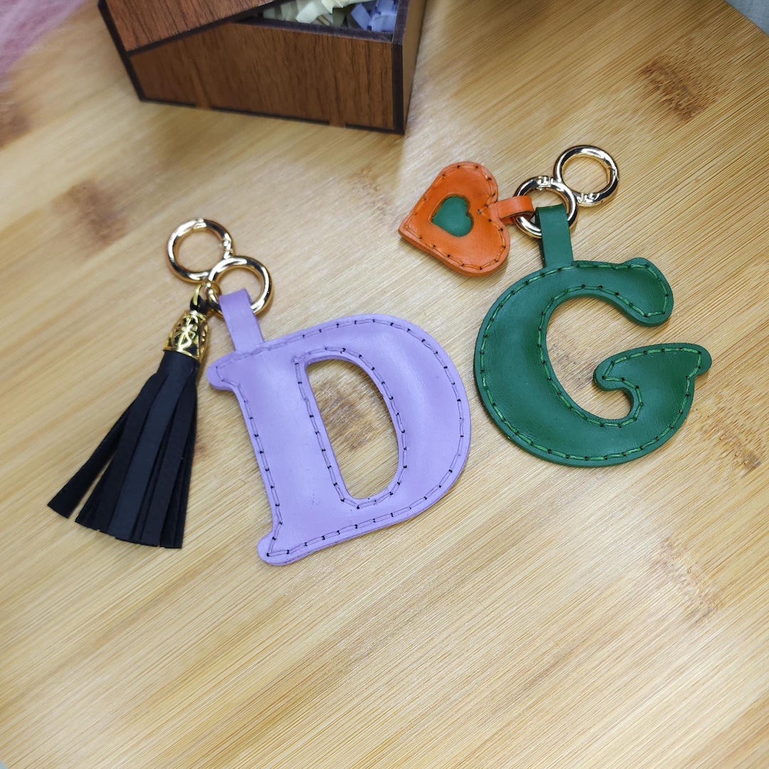 Leather Bag Charm Initial Design, Personalized Bag Charm, Valentine's ...