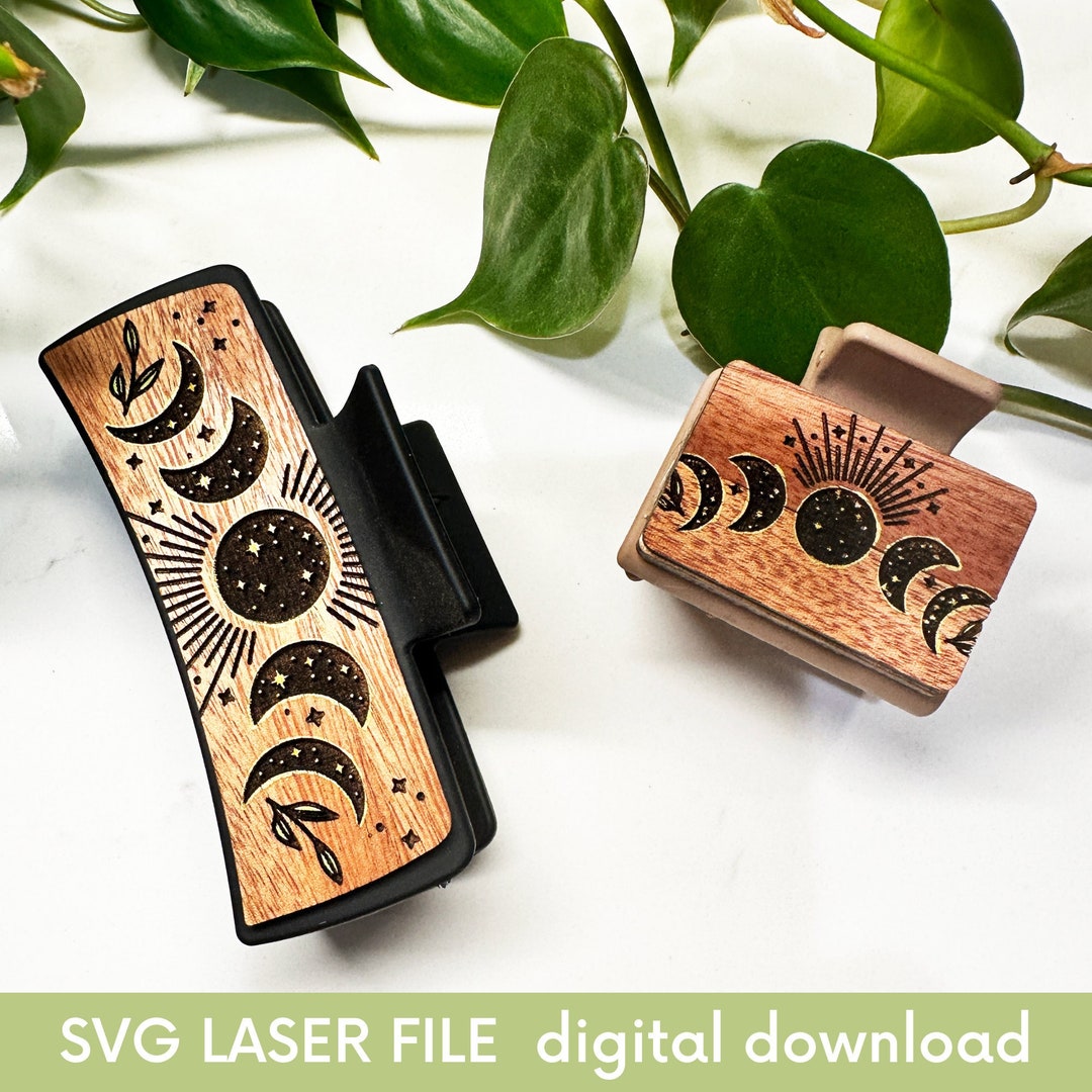 SVG Moon Phases Hair Clip Design Laser Cut File Hair Accessory (digital ...