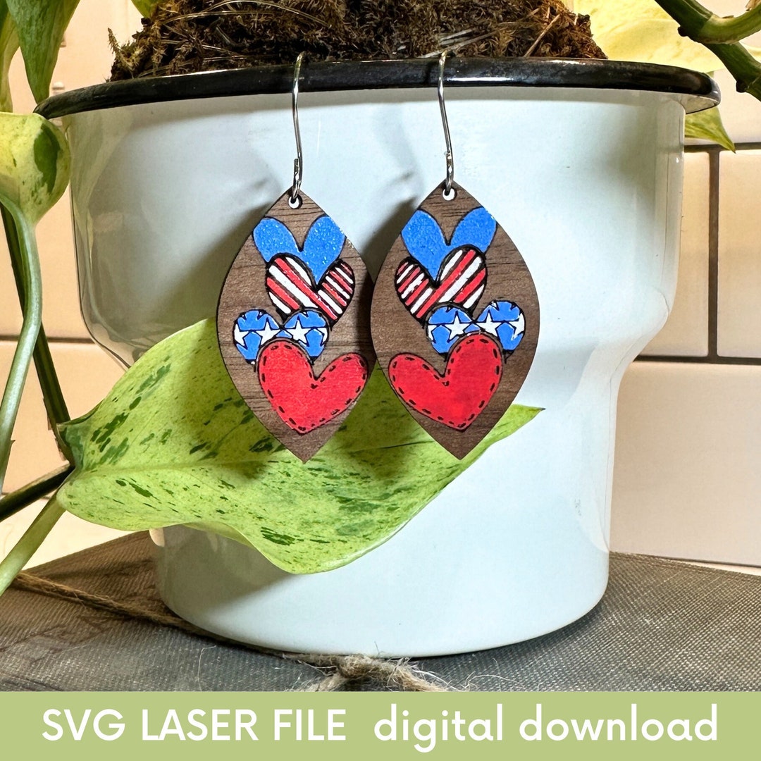 Heart Oval Earring SVG Laser Cut File (digital Download) - Etsy