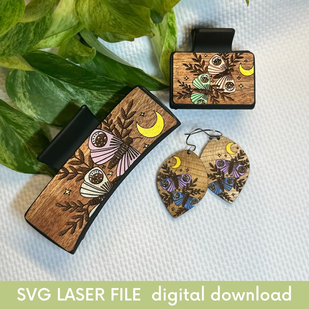 SVG 2 Moths Bundle Laser Cut File Wood Gift for Her Hair Accessory ...