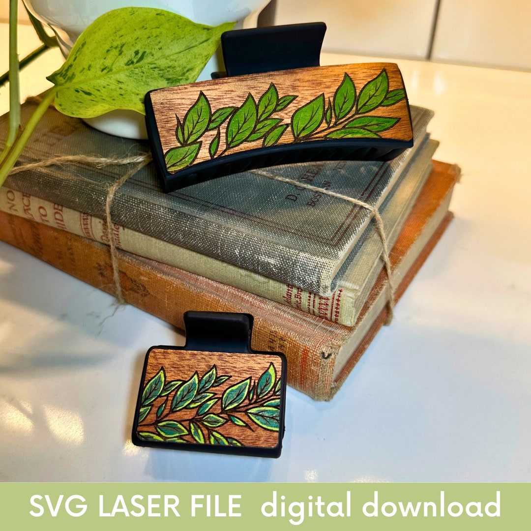 SVG | Leaf Hair Clip Design | Laser Cut File | Wood Gift for Her | Hair ...